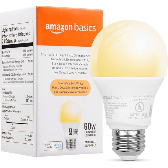 Accents | Amazon Basics Smart A19 Led Light Bulb Dimmable Soft White ...
